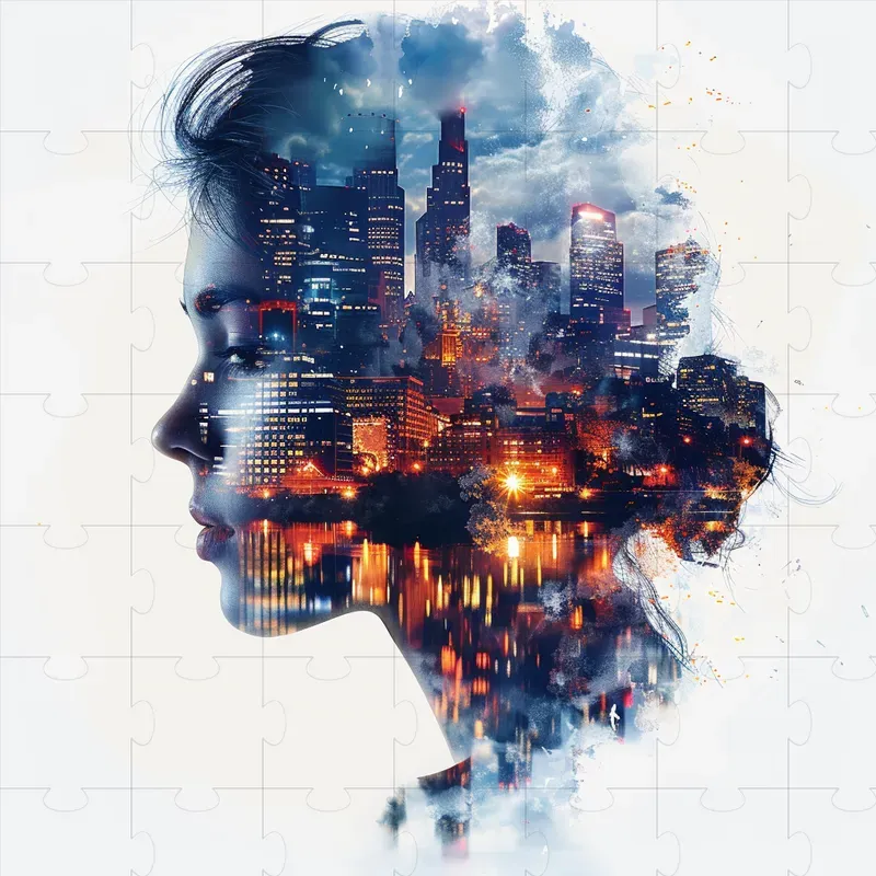 Artistic Double Exposures In Surrealism Midjourney Prompt | PromptBase