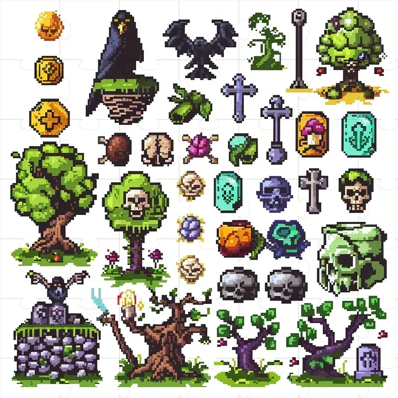 2D Pixel Art Any Game Assets Sheets Midjourney Prompt | PromptBase