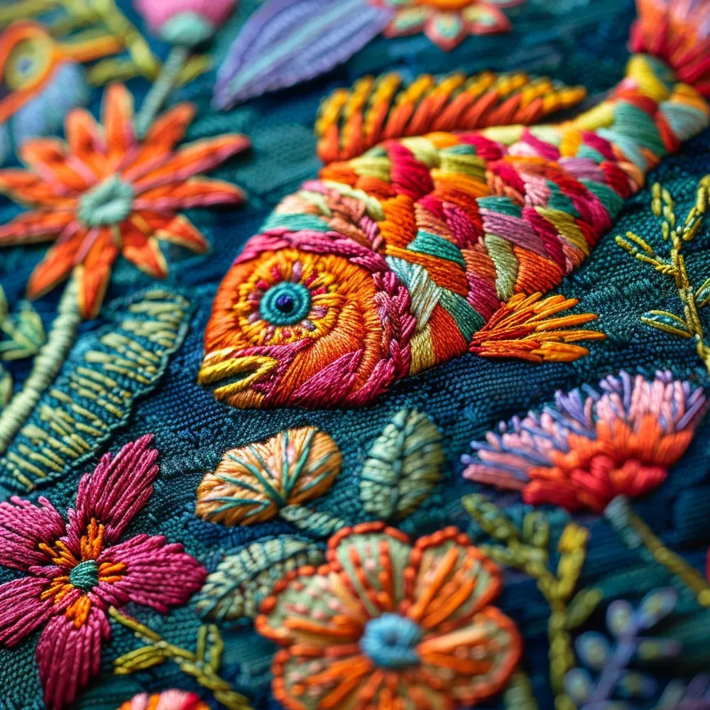 Realistic Embroidery Designs In Closeups Midjourney Prompt | PromptBase