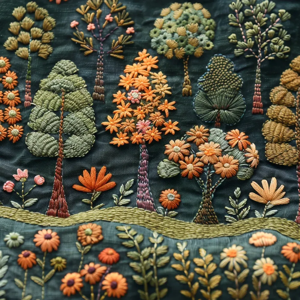 Realistic Embroidery Designs In Closeups Midjourney Prompt | PromptBase