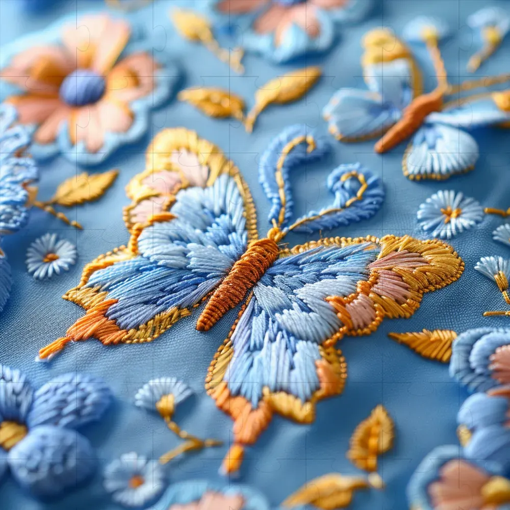 Realistic Embroidery Designs In Closeups Midjourney Prompt | PromptBase