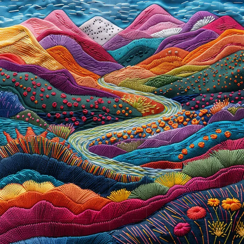 Realistic Embroidery Design Patterns Midjourney Prompt | PromptBase