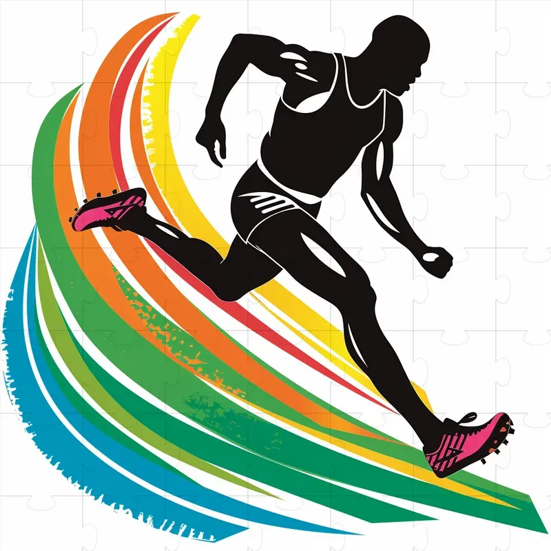 Colorful Sports Players Actions Logos Midjourney Prompt | PromptBase