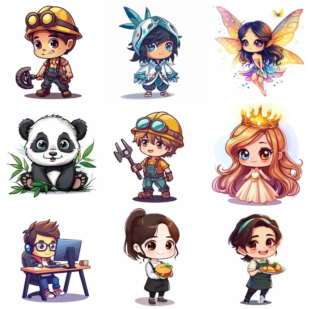 Cute Chibi Character Designs Midjourney Prompt | PromptBase