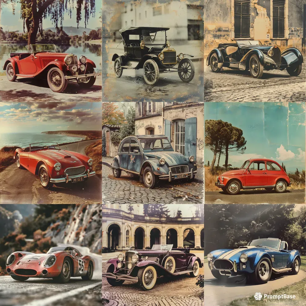 Classic Cars Vintage Postcards Midjourney Prompt | PromptBase