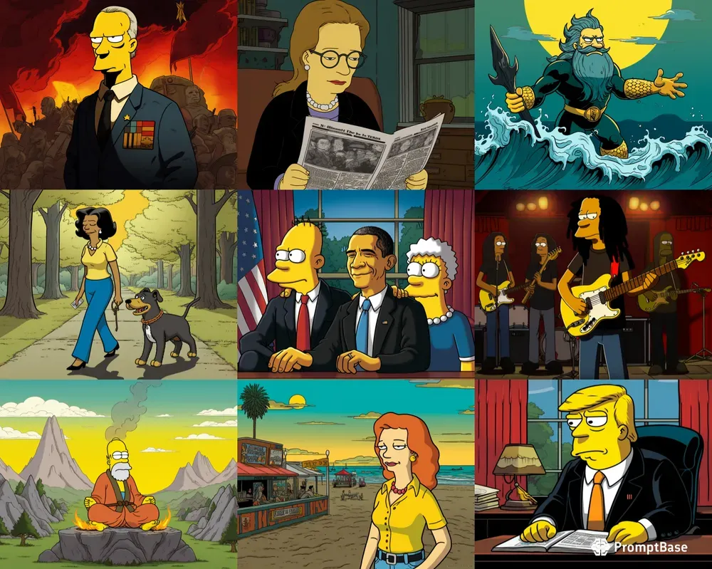 Turns Famous Characters Into Simpsons Midjourney Prompt | PromptBase
