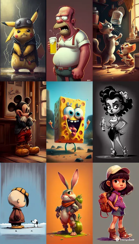 Stylized And Dynamic 2D Cartoons Midjourney Prompt | PromptBase