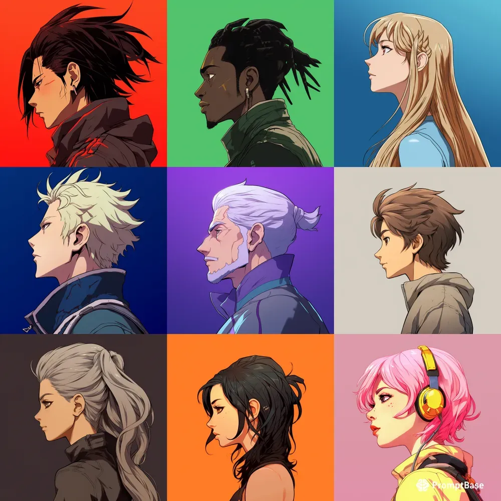 NFT Avatar Anime Side Profile Pictures Midjourney Prompt | PromptBase