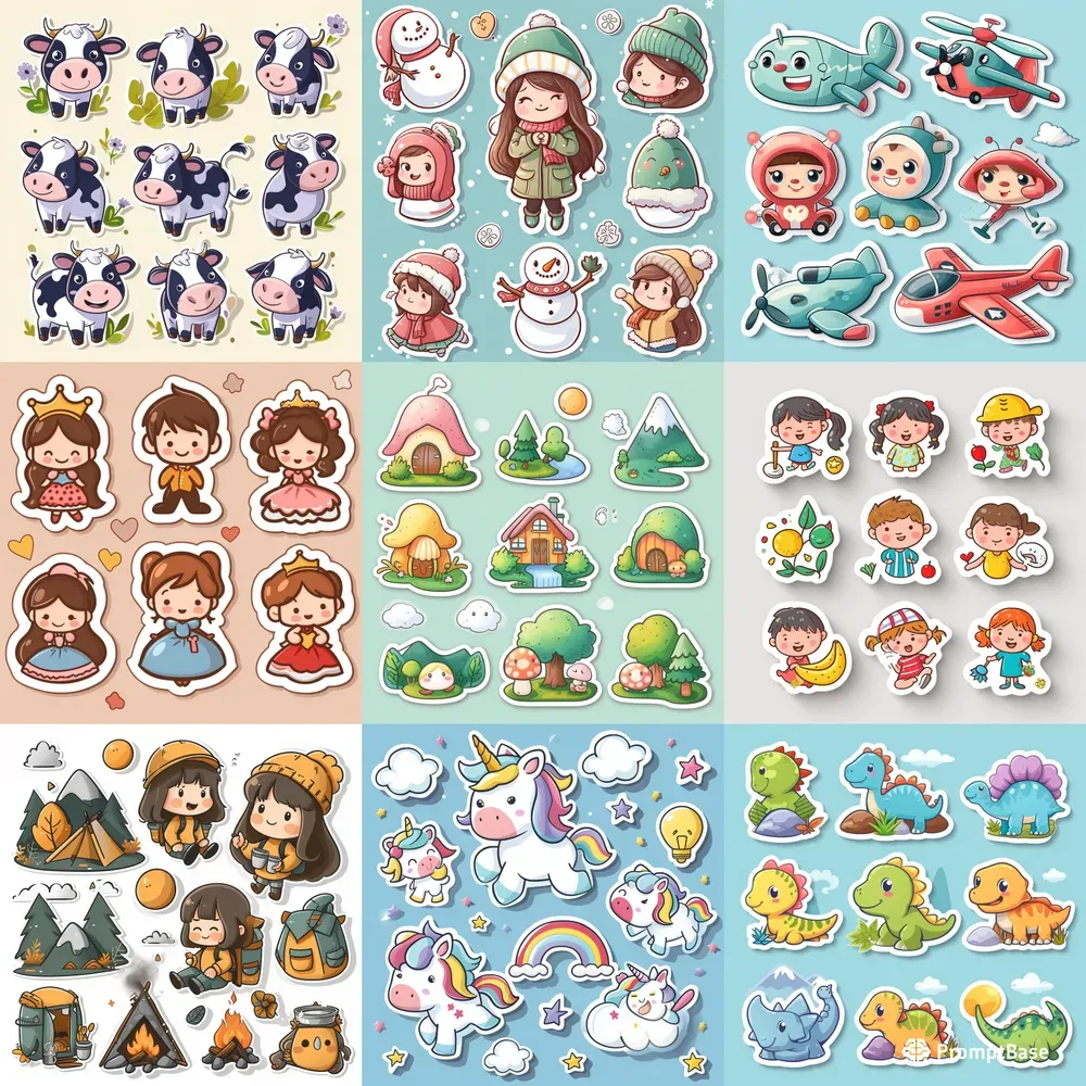 Cute Pastel Sticker Sets Of Everything Midjourney Prompt | PromptBase