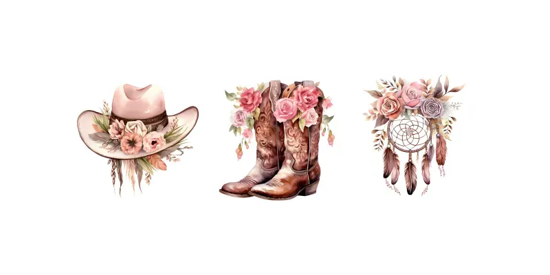 Watercolor Fall Western Boho Clip Art Generator App | PromptBase
