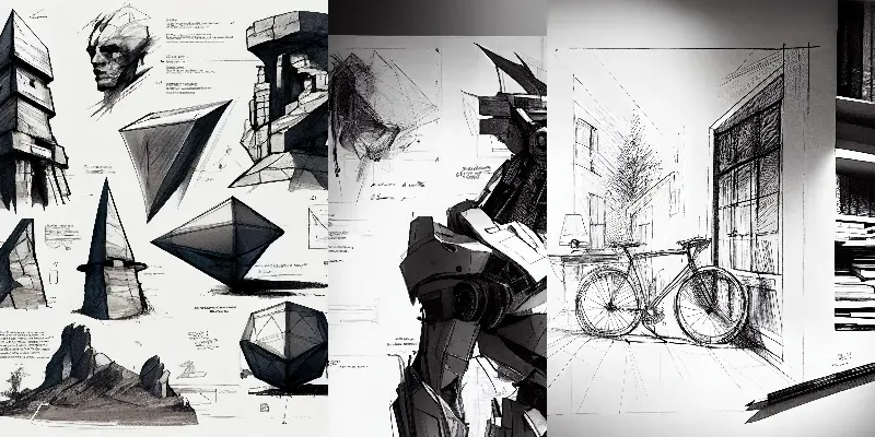 Architectural Sketches Midjourney Prompt | PromptBase