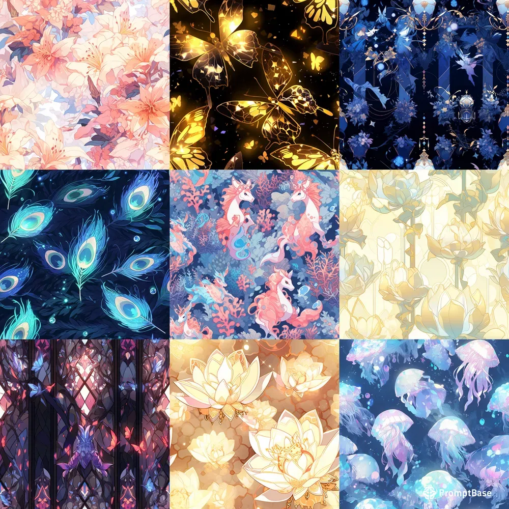 Glowing Anime Patterns Midjourney Prompt | PromptBase