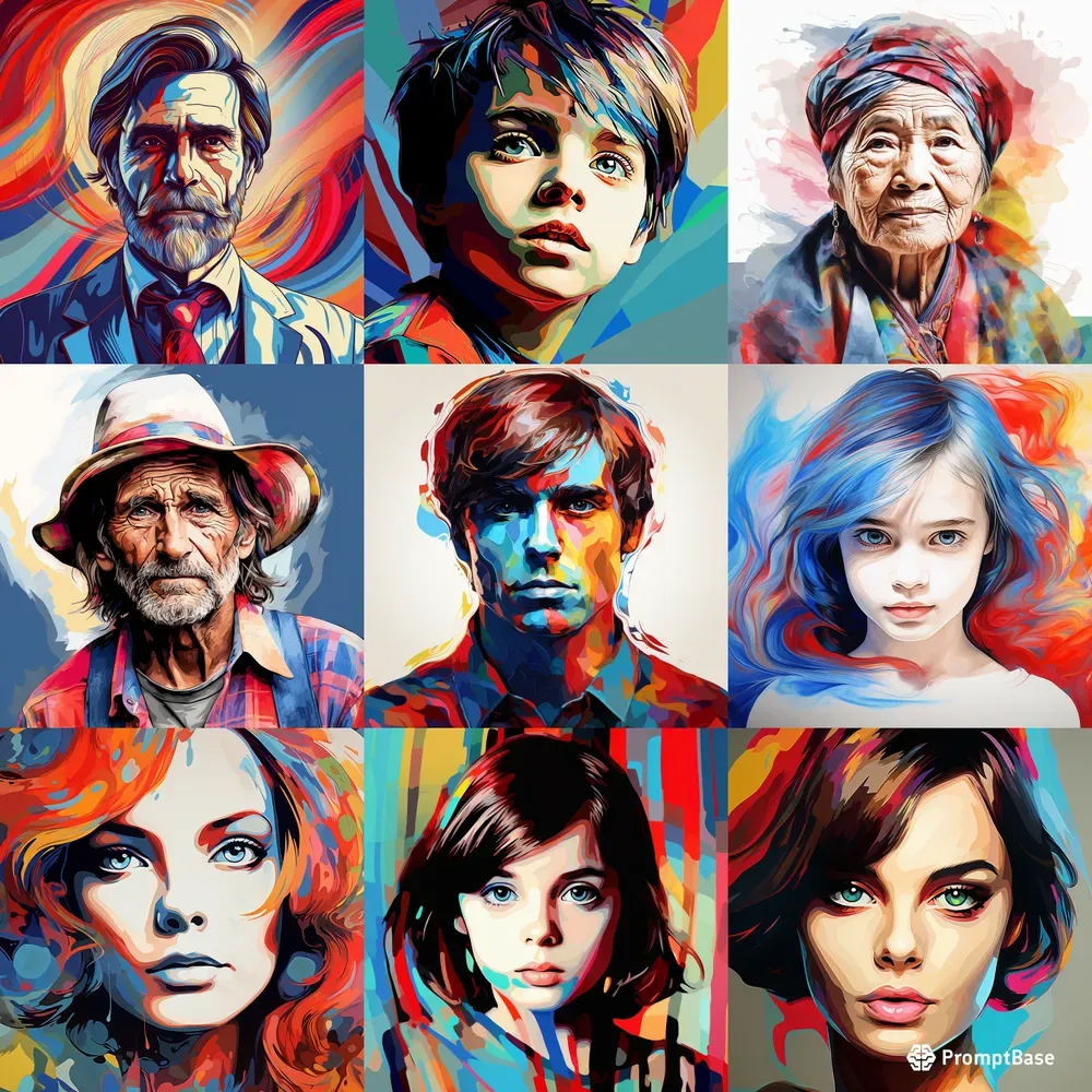 Tie Dye Colors Portraits Midjourney Prompt | PromptBase