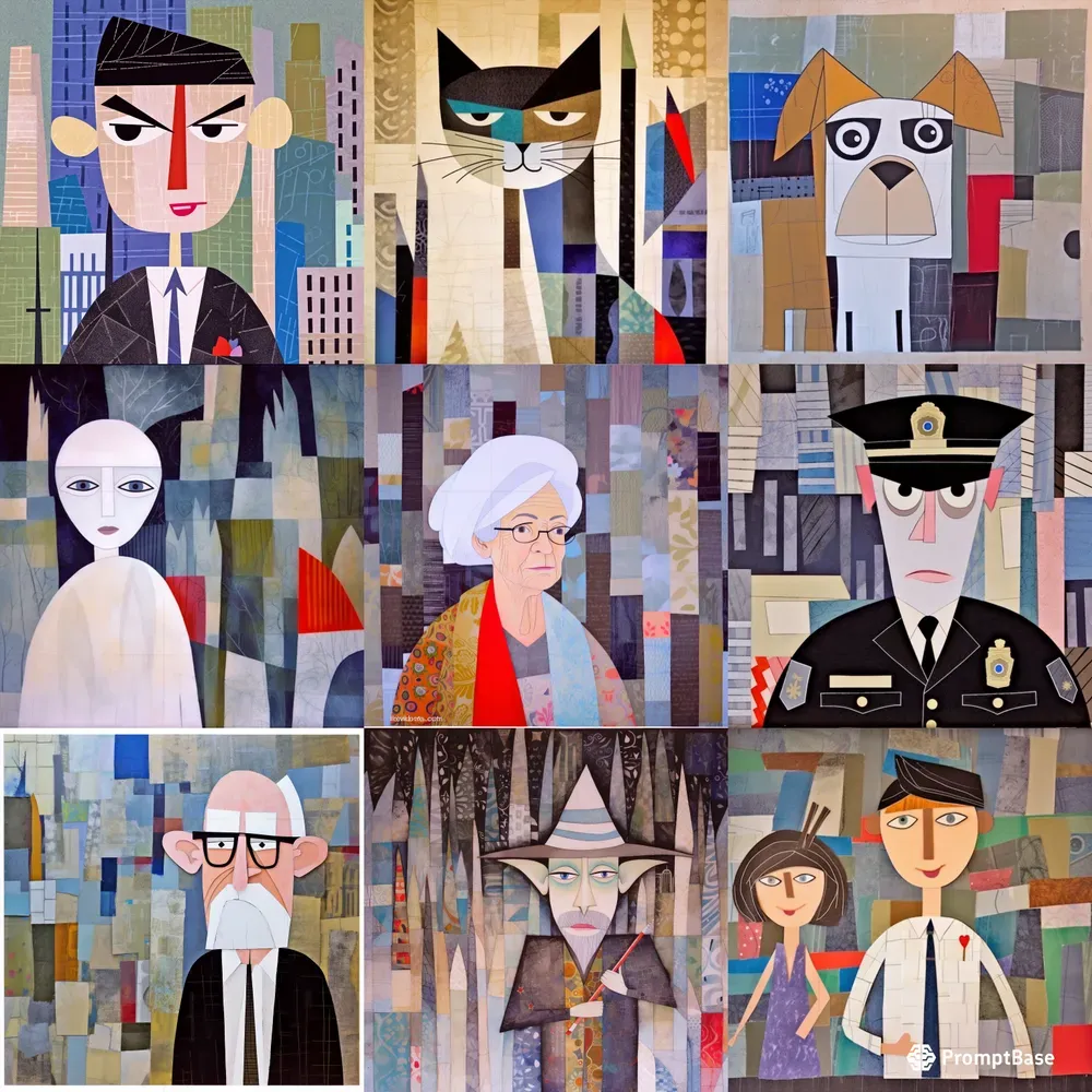 Abstract Collages Art For Portraits Midjourney Prompt | PromptBase