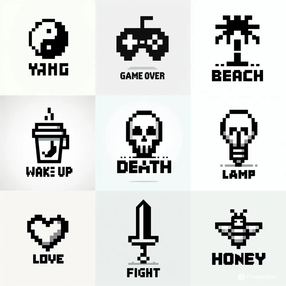 Pixelated 8-bit Logos DALL·E Prompt | PromptBase
