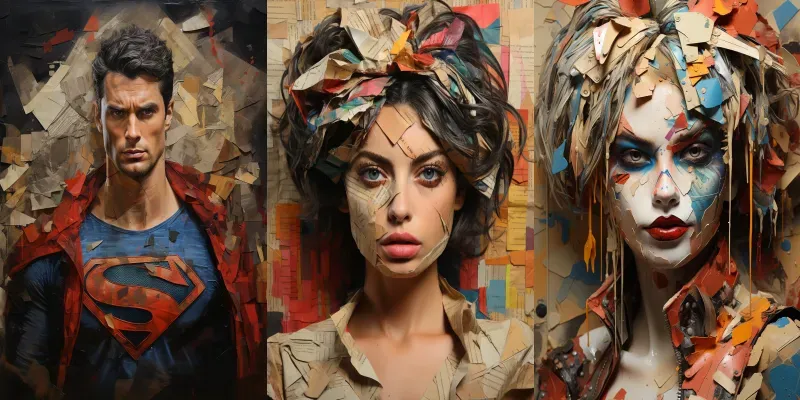 Multilayered Collage Portraits Midjourney Prompt | PromptBase