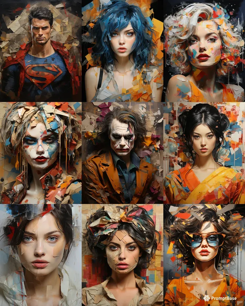 Multilayered Collage Portraits Midjourney Prompt | PromptBase