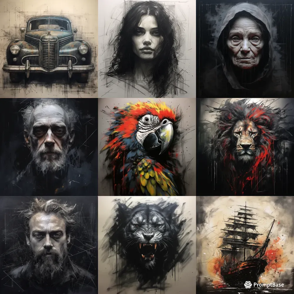 Charcoal Sketches Midjourney Prompt | PromptBase