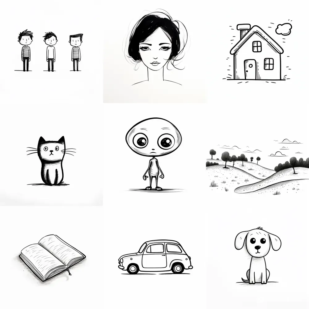 Simple Drawn Illustrations Midjourney Prompt | PromptBase