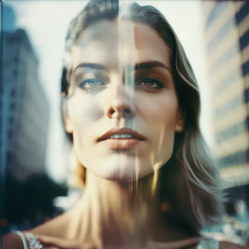 Portraits And Color Reflections Midjourney Prompt | PromptBase