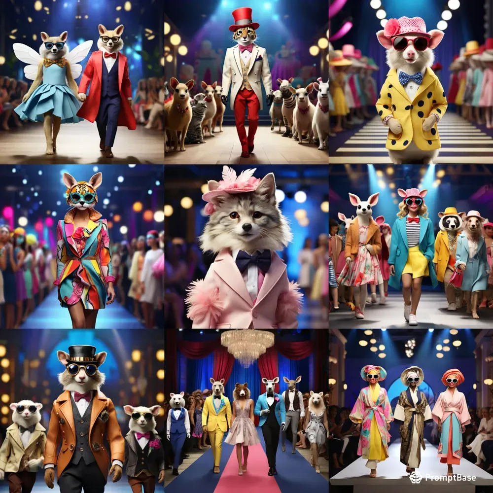 Entertaining Animal Fashion Show Images Leonardo Ai Prompt | PromptBase