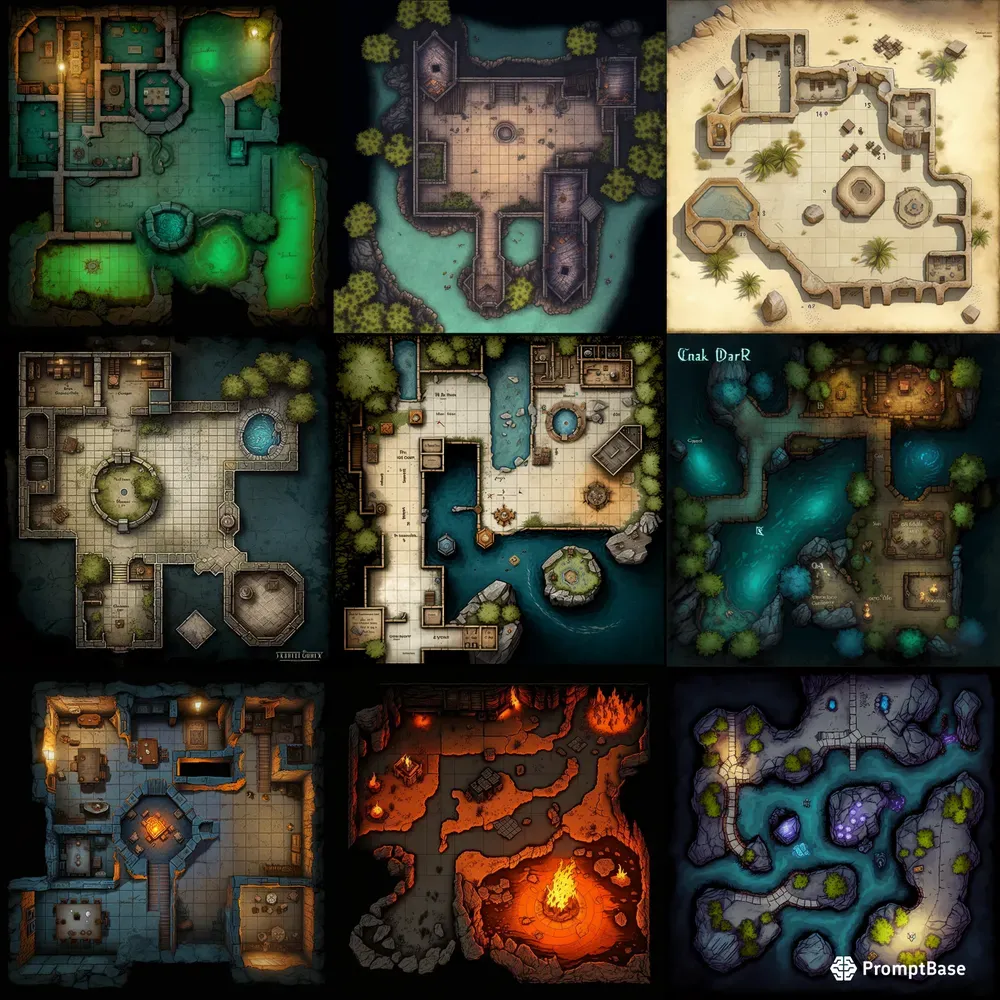 Dungeons And Dragons Tactics Battle Maps Midjourney Prompt | PromptBase