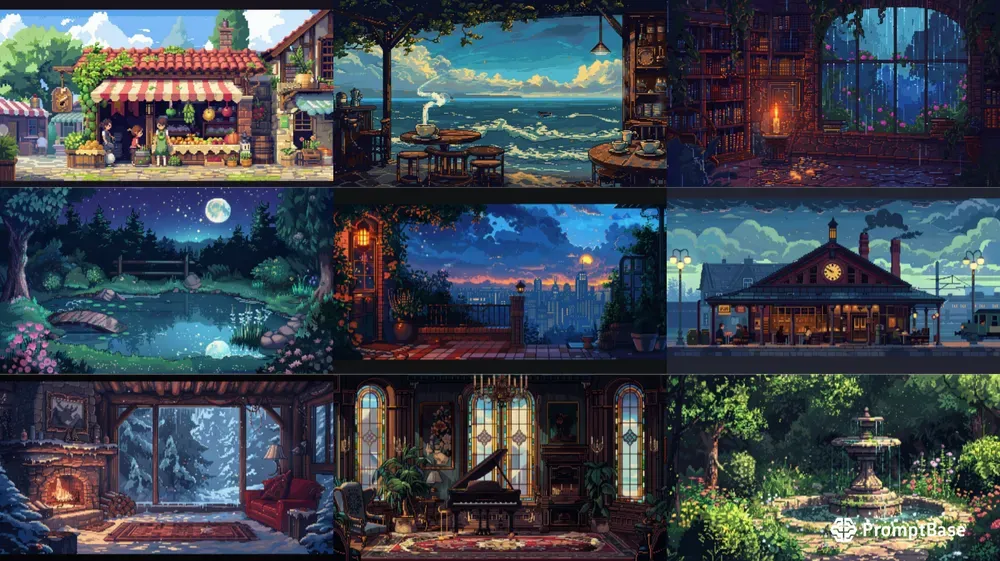 Pixel Dreamscape Cozy Art Environments Midjourney Prompt | PromptBase