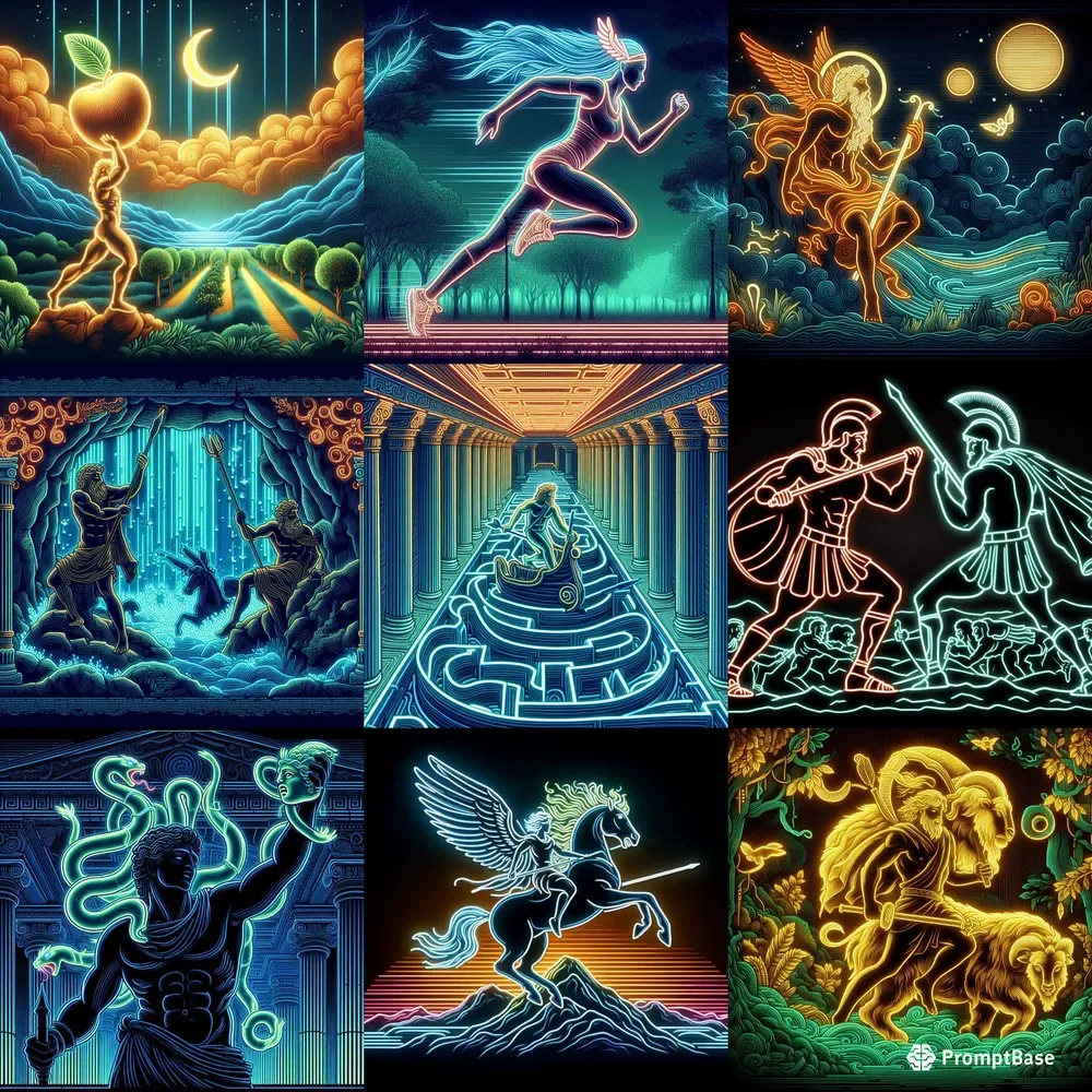 Epic Greek Mythology Scenes DALL·E Prompt | PromptBase