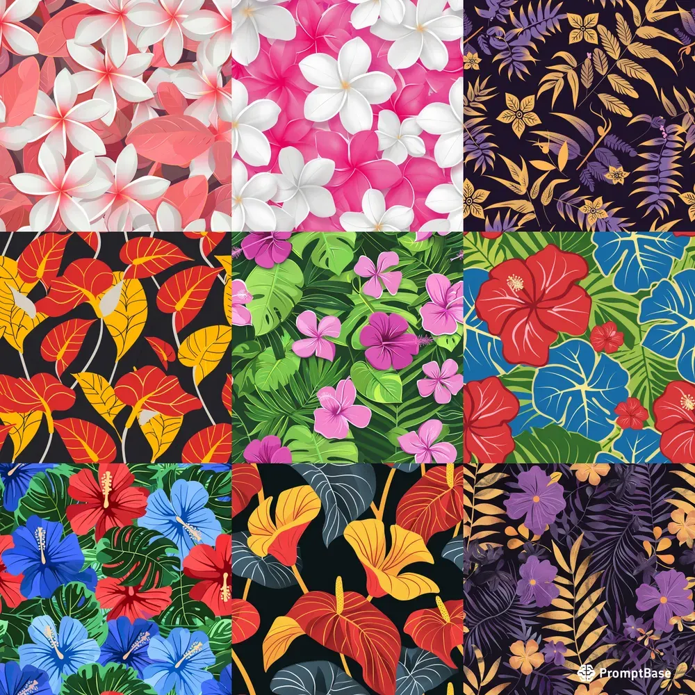 Hawaiian-inspired Seamless Floral Patterns Midjourney Prompt | PromptBase