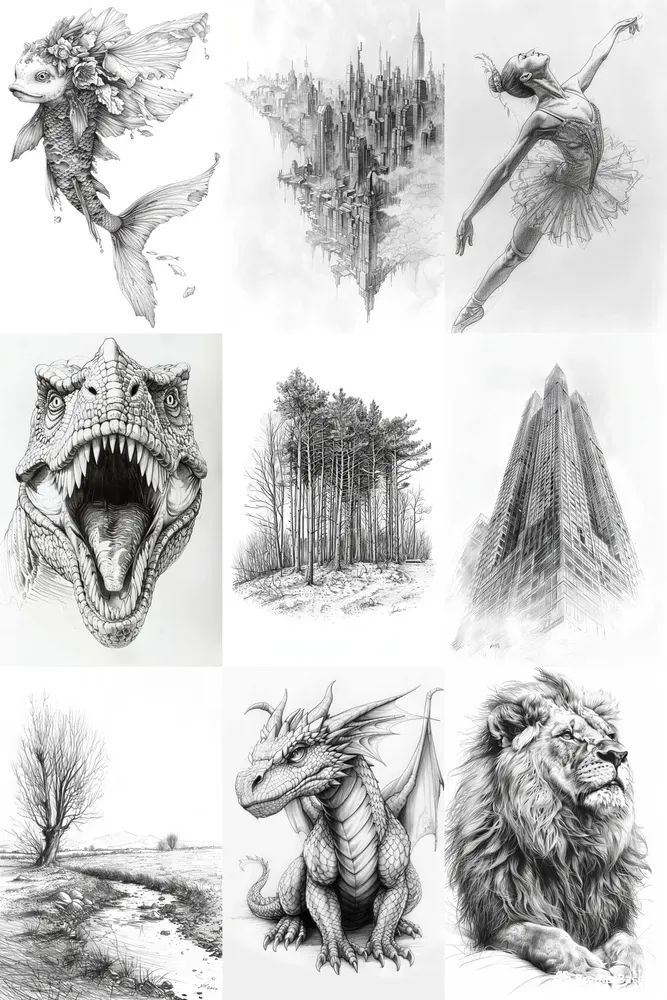 Pencil Drawing Hatching Techniques Midjourney Prompt | PromptBase