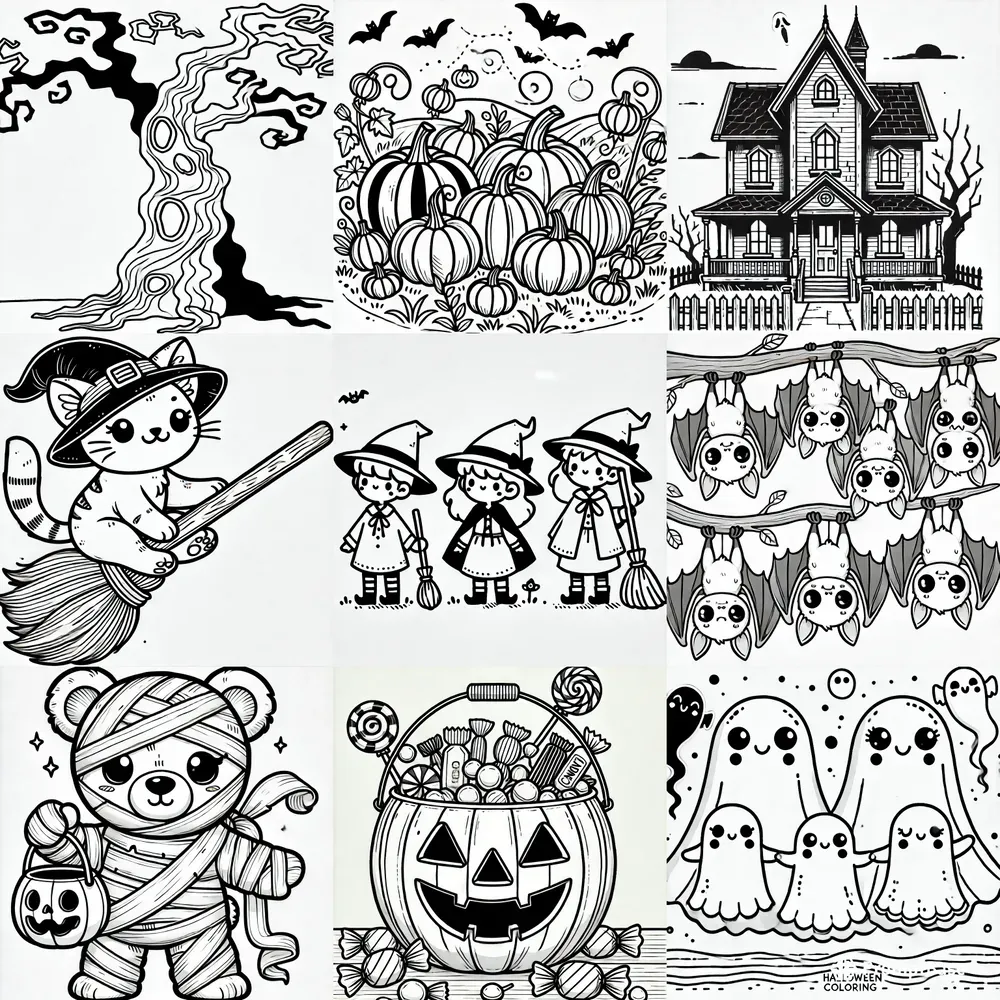 Spooky Halloween Coloring Pages DALL·E Prompt | PromptBase