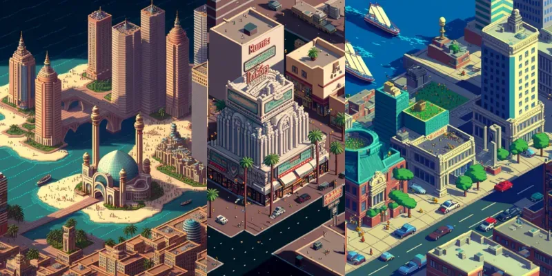 Custom Pixel Cities Midjourney Prompt | PromptBase