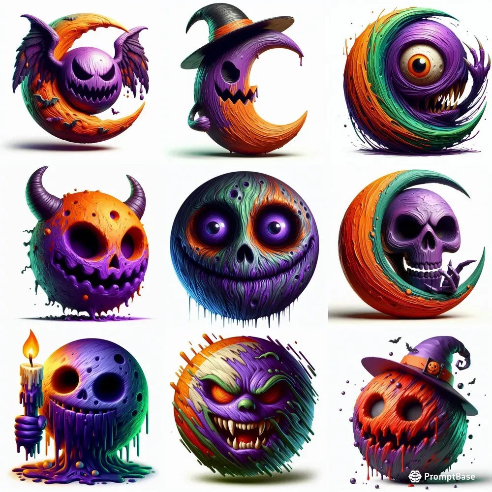 Scary Halloween Moons Characters DALL·E Prompt | PromptBase