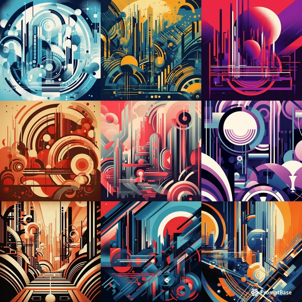Graphic Deco Futuristic Designs Midjourney Prompt | PromptBase