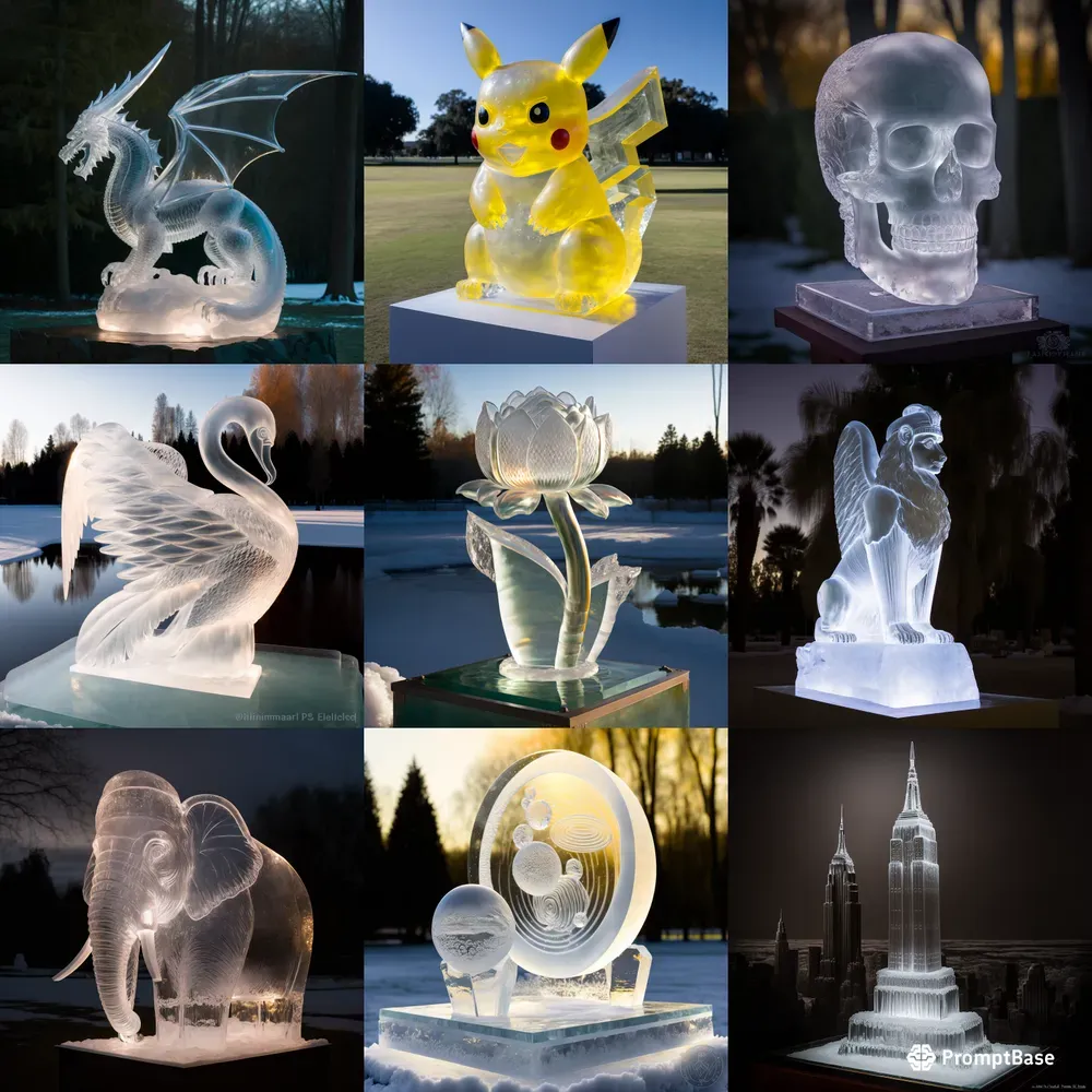 Detailed Ice Sculpture Designs Midjourney Prompt | PromptBase