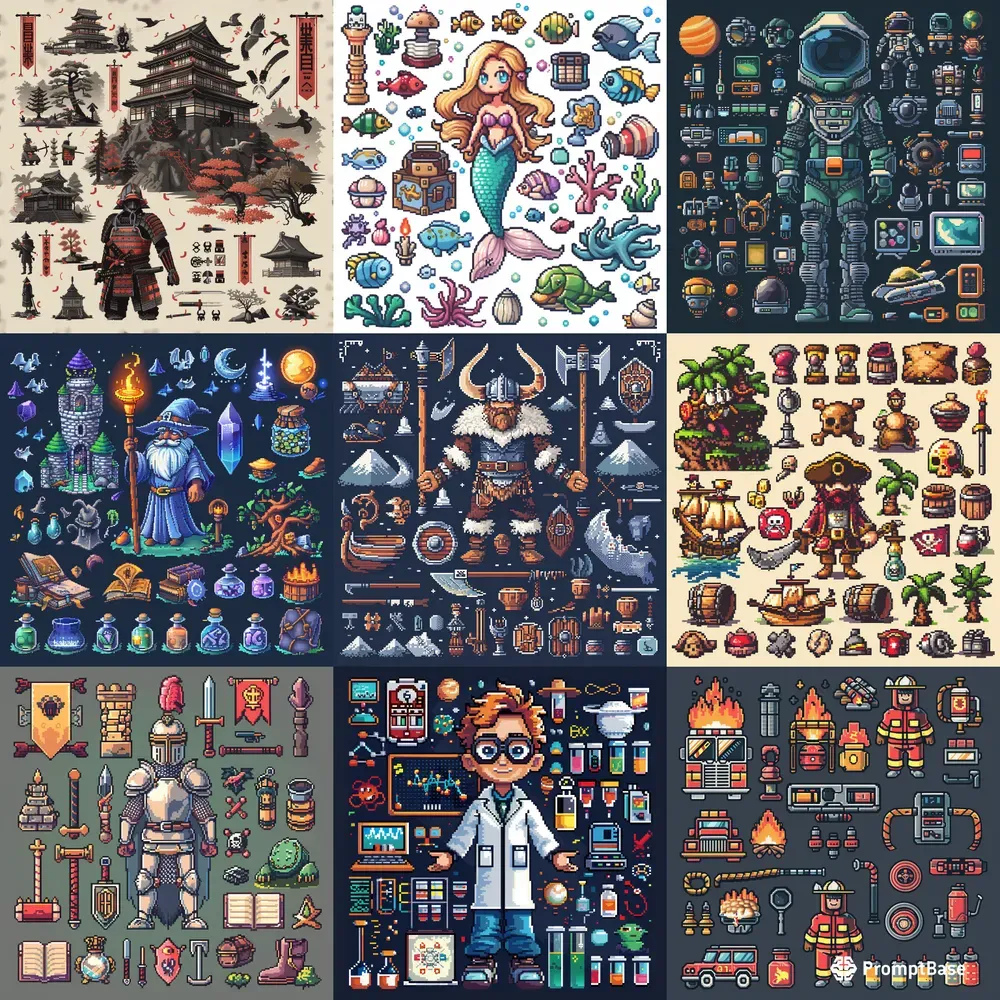 8bit Pixel Art Sprite Sheets Midjourney Prompt | PromptBase