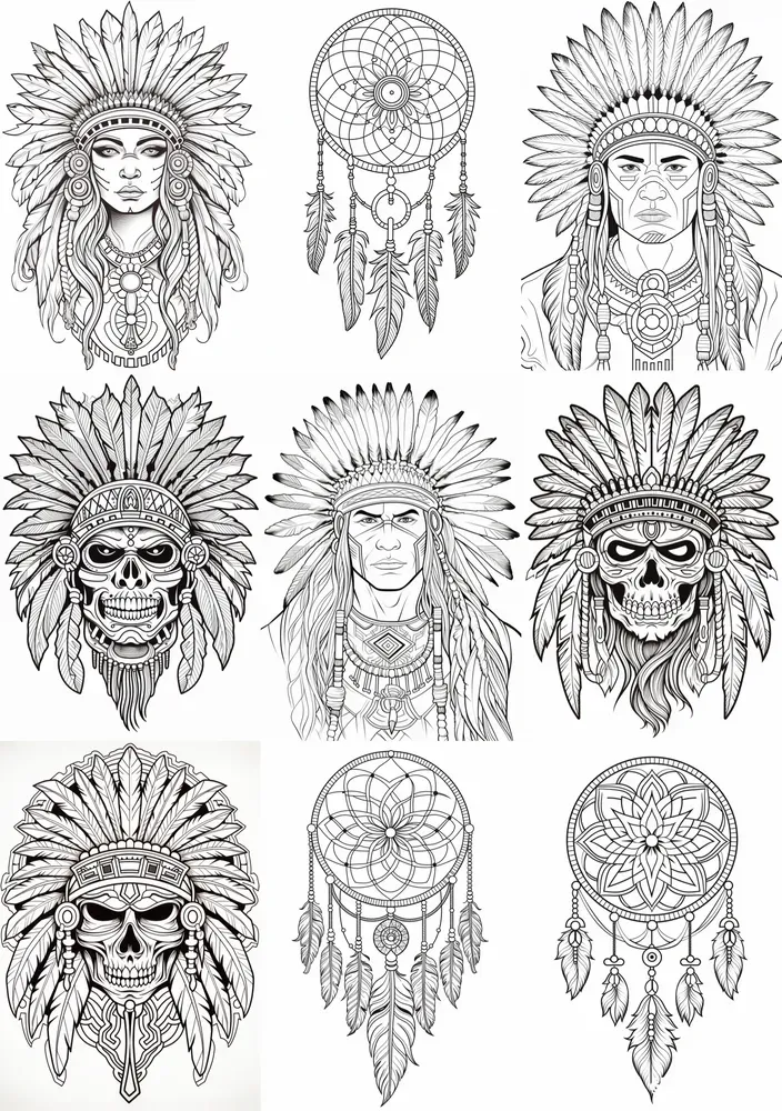 Mandala Coloring Pages Cherokee Indians Midjourney Prompt | PromptBase