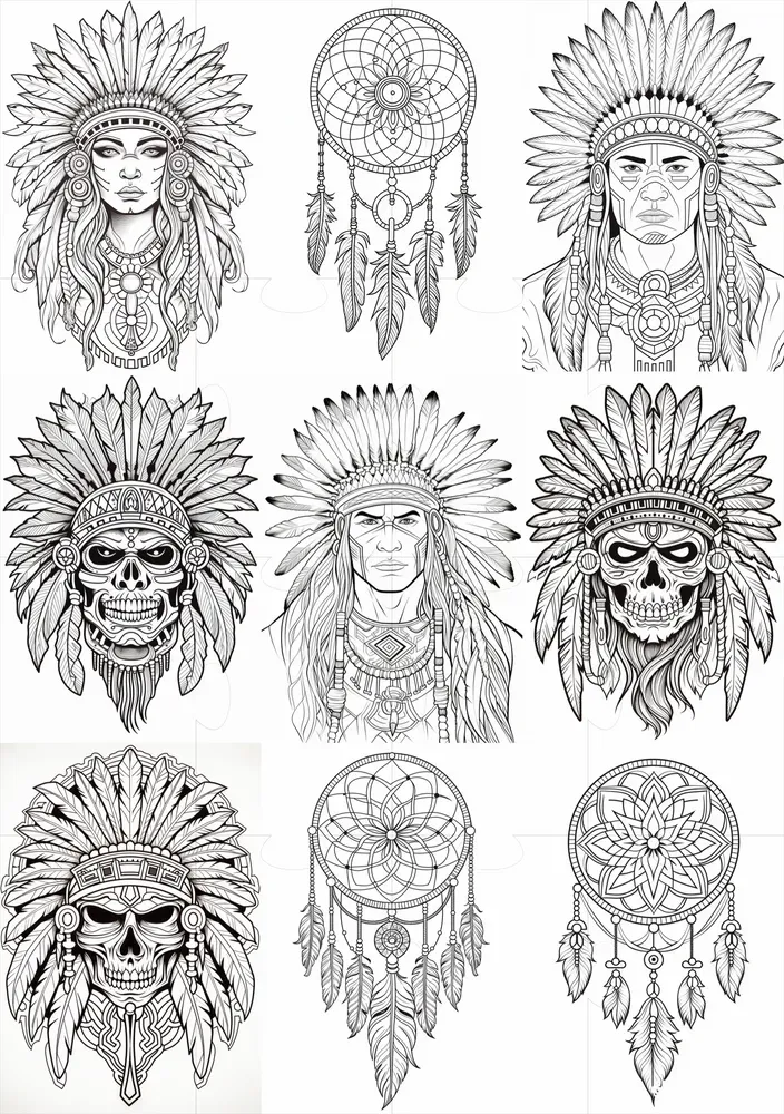 Mandala Coloring Pages Cherokee Indians Midjourney Prompt | PromptBase