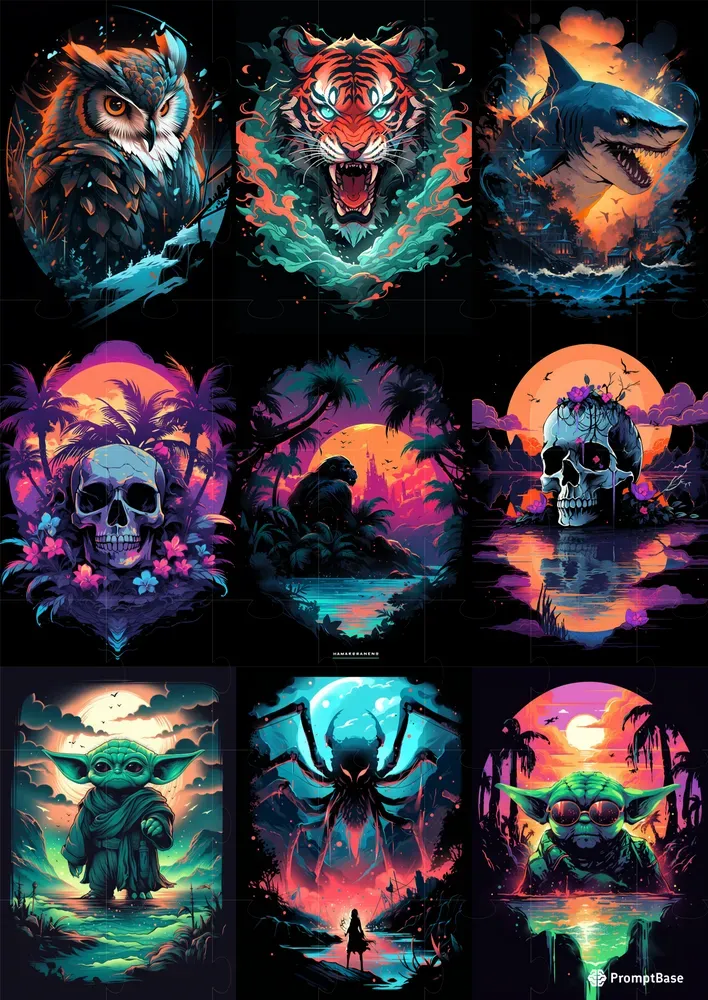 Tshirt Design Vibrant Color Schemes Midjourney Prompt | PromptBase