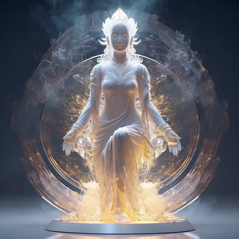 Ancientfuturistic Sacred Statues Midjourney Prompt | PromptBase