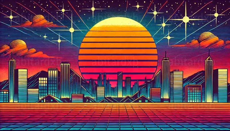 Neon 80s Retro Vector Art DALL·E Prompt | PromptBase