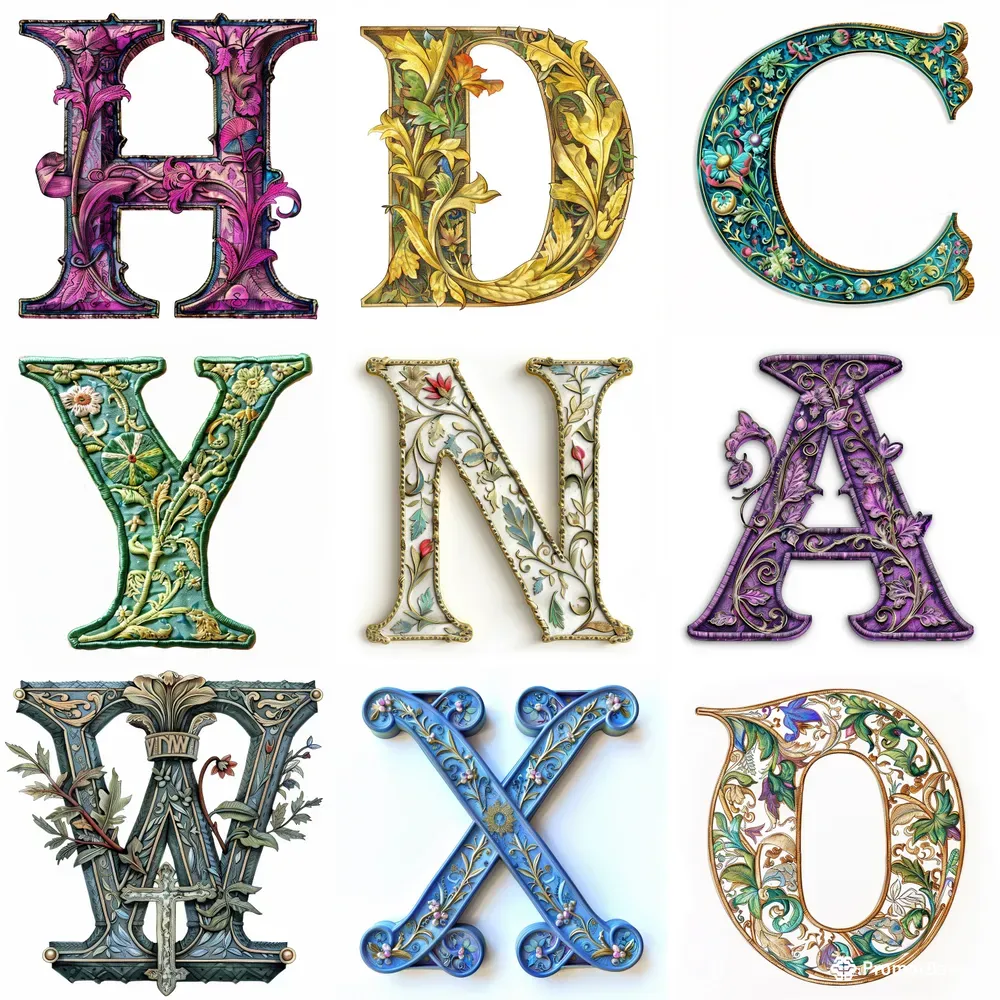 Sacre And Iconography Style Letters Midjourney Prompt | PromptBase