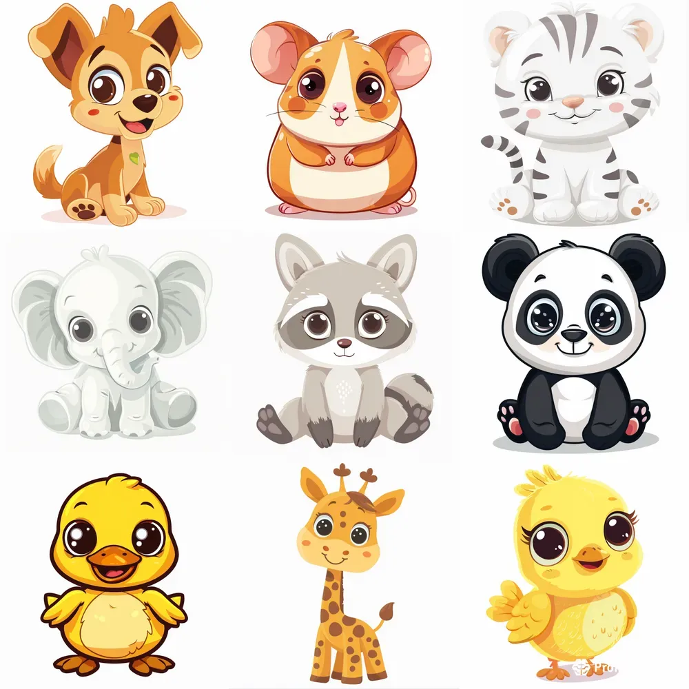 Flat Cute Animal Cartoon Cliparts Midjourney Prompt | PromptBase