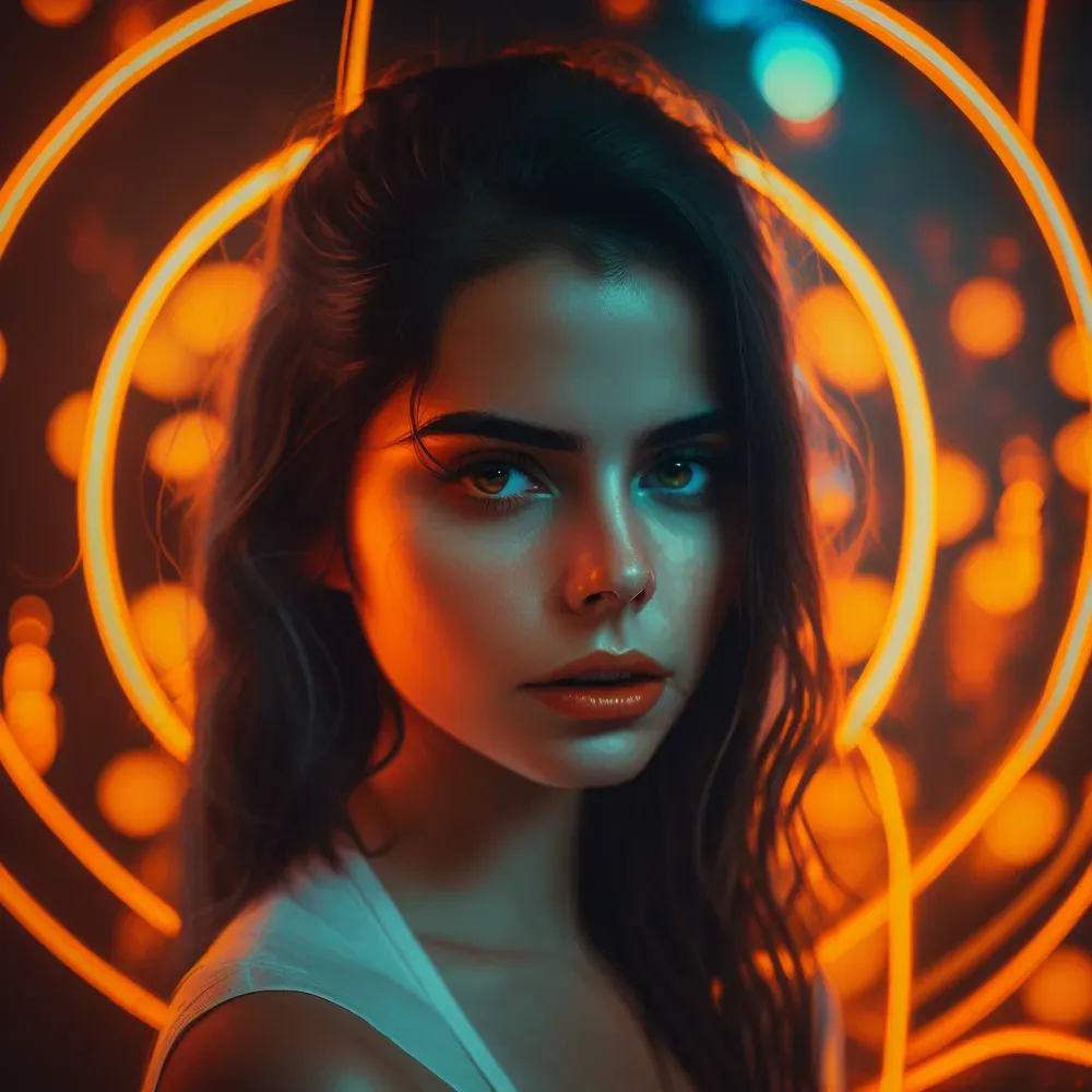 Beautiful Women Neon Bokeh Portraits Midjourney Prompt | PromptBase