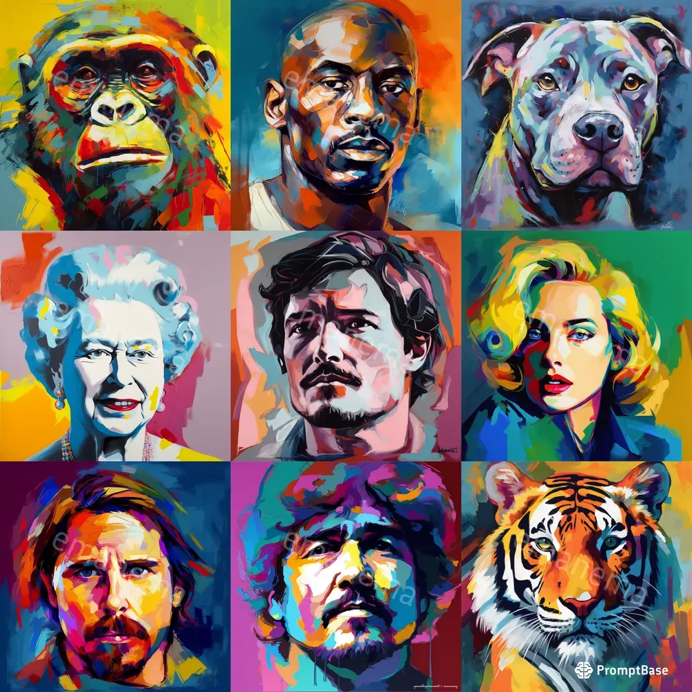 Pop Art And Brushstroke Portraits Midjourney Prompt | PromptBase