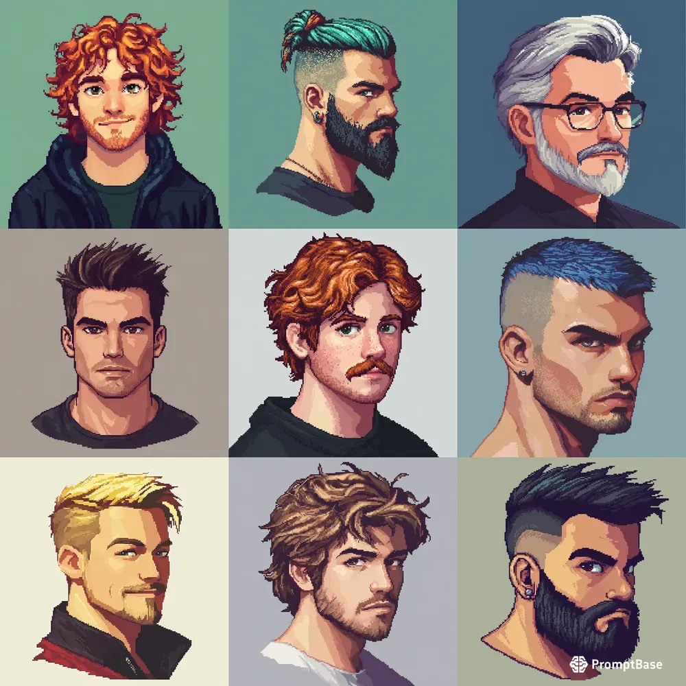 Pixel Portraits 8bit Male Characters Midjourney Prompt | PromptBase