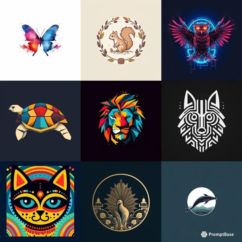 Animal Logos In Different Style Midjourney Prompt | PromptBase