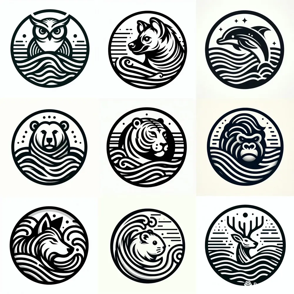 Minimalist Circular Animals Logos DALL·E Prompt | PromptBase