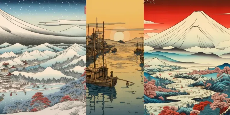 Japanese Ukiyoe Sceneries Midjourney Prompt | PromptBase
