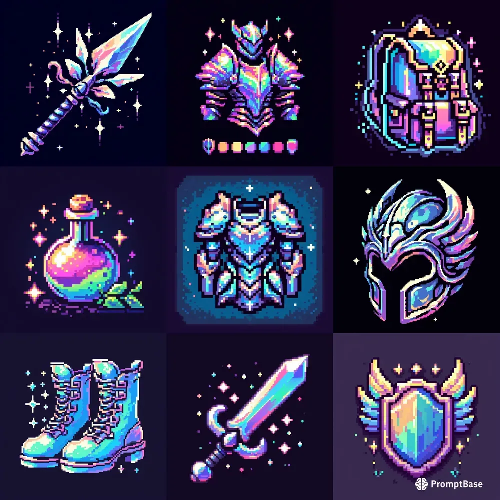 Fantasy Pixel Art Game Icons DALL·E Prompt | PromptBase